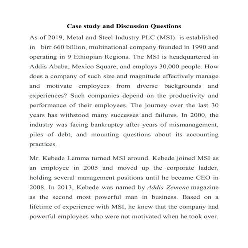 Case study and discussion questions | PDF