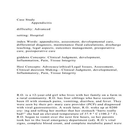 Case Study Appendicitisdifficulty Advanced .docx