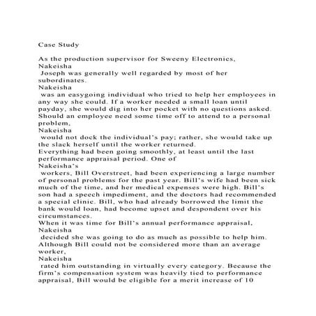 Case StudyAs the production supervisor for Sweeny Electronics,.docx