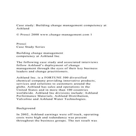 Case study Building change management competency at Ashland .docx
