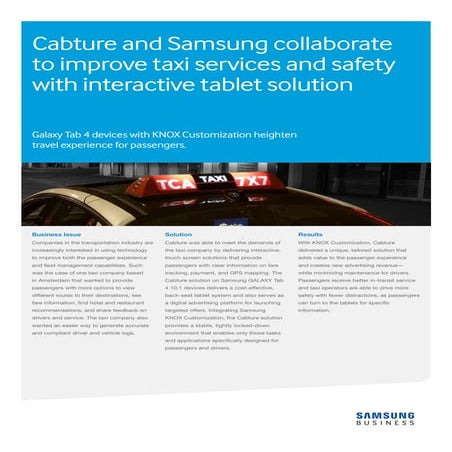 Case study cabture and samsung collaborate to improve taxi services | PDF