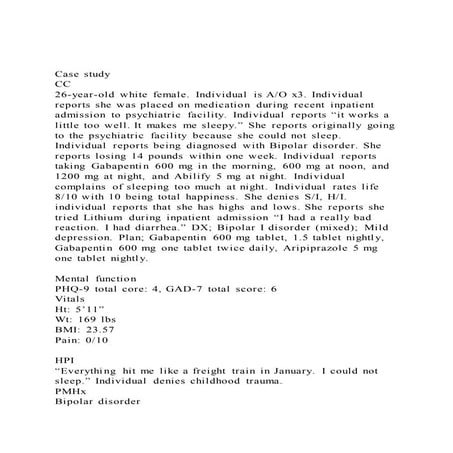 Case study CC26-year-old white female. Individual is AO x3. | PDF