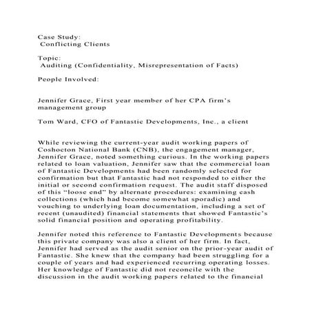 Case Study Conflicting ClientsTopic Auditing (Confidential.docx