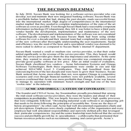 ACME or OMEGA - case analysis | PDF