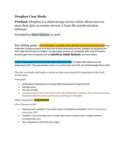 Drop box case study analysis | PPT