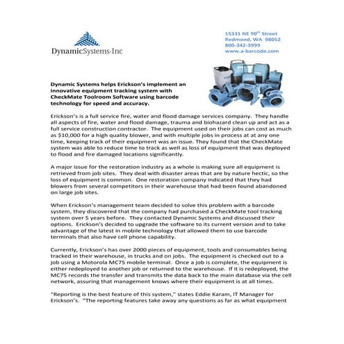 Case study dynamic systems erickson's | PDF