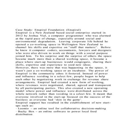 Case Study Enspiral Foundation (Enspiral) Enspiral is a | DOCX