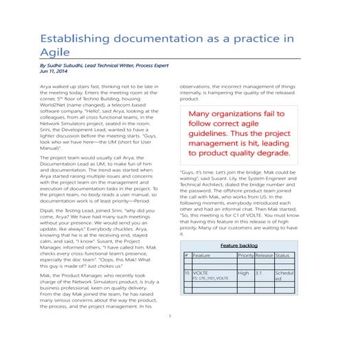 Case study—Establishing product documentation as practice in agile | PDF