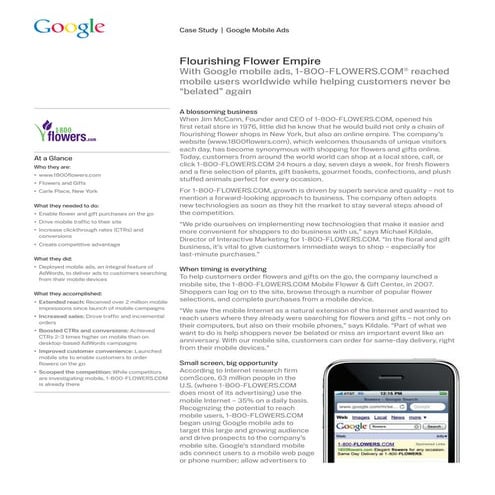 Case study google_mobile_ads_1800flowers | PDF