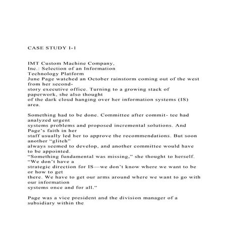 CASE STUDY I-1 IMT Custom Machine Company, Inc. S.docx