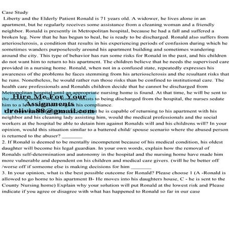 Case Study Liberty and the Elderly Patient Ronald is 71 years old..pdf