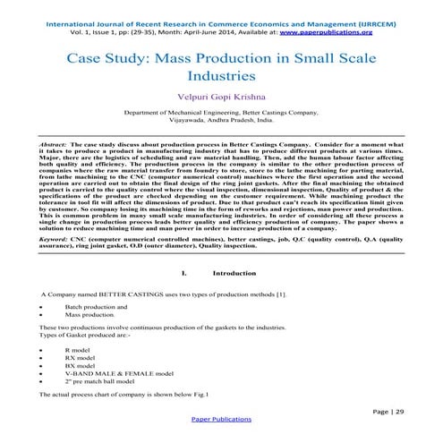 Case Study: Mass Production in Small Scale Industries | PDF
