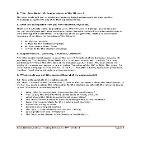 Case Study Mr. Bean for President of the EU part 2 | PDF