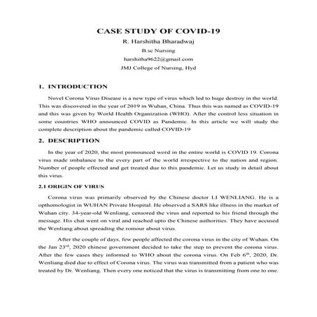 Case study of covid 19.pdf by HARSHITHA BHARADWAJ | PDF