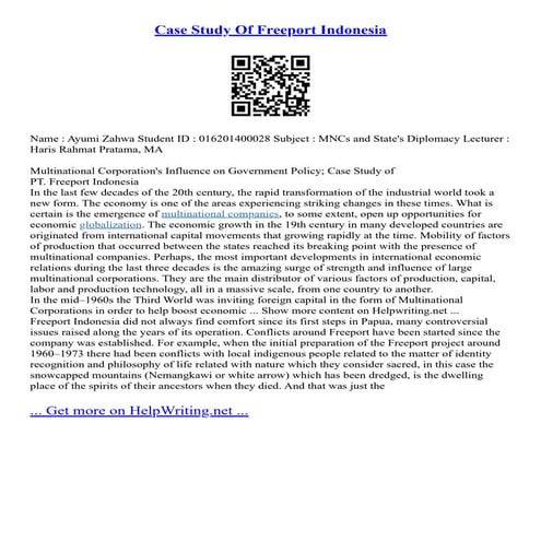 Case Study Of Freeport Indonesia | PDF