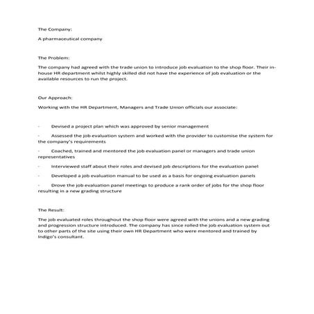 Case study of job evaluation | PDF