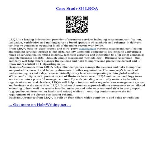 Case Study Of LRQA | PDF