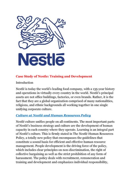 Case study on Nestle | PPTX