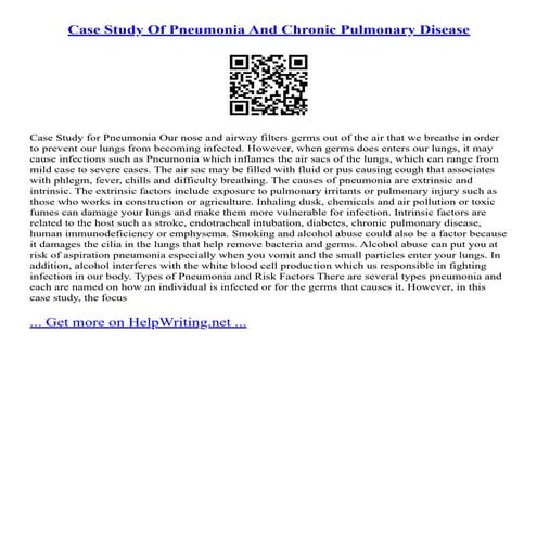 Case Study Of Pneumonia And Chronic Pulmonary Disease | PDF