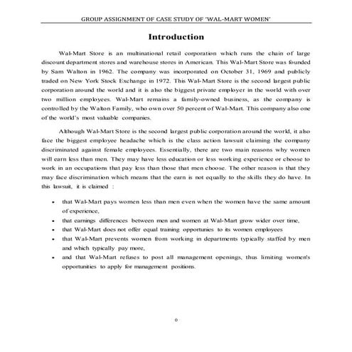 Case study of 'wal mart women' | DOCX
