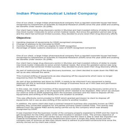 Case Study On A Large Indian Pharmaceutical Company | PDF
