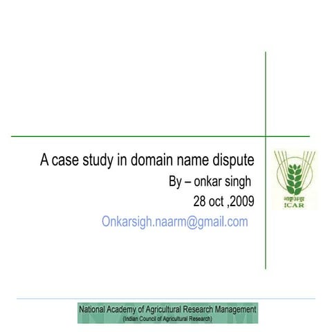 Case Study On Domain Name Dispute | PPT