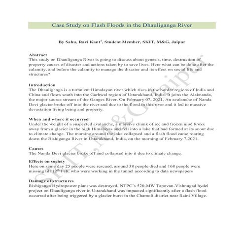 Case study on flash floods in the dhauliganga river 1 | PDF