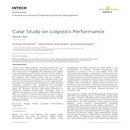 Case study on logistics performance | PDF