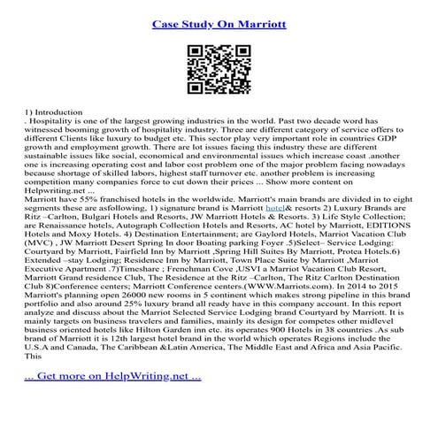 Case Study On Marriott | PDF