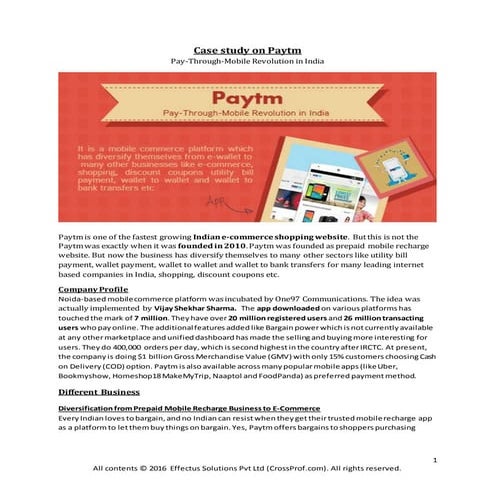 Casestudy on paytm | PDF