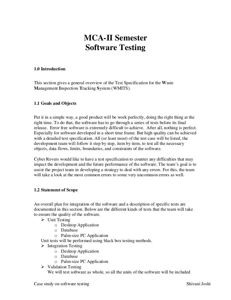 Case study on testing