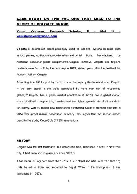 Presentation on Colgate Toothpaste | PPT