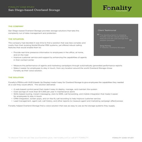 Fonality HUD Mobile Solution Sheet | PDF