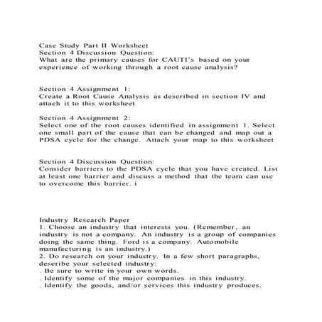 Case Study Part II WorksheetSection 4 Discussion Question Wha | DOCX