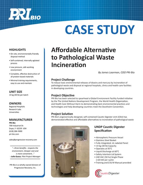 Horizontal Tissue Digester - PRI Bio | PDF