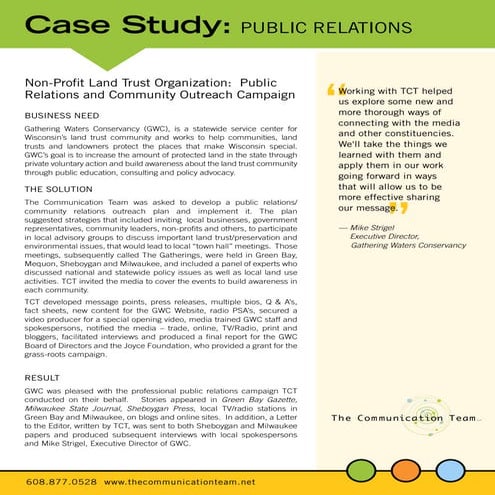 Case Study : Public Relations by TCT - Nonprofit | PDF | Free Download