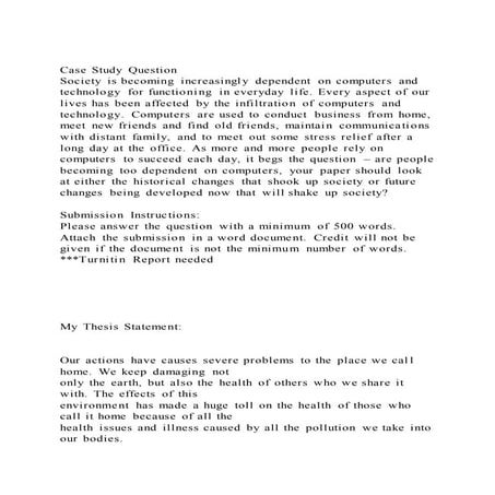 Case Study QuestionSociety is becoming increasingly dependent on | DOCX