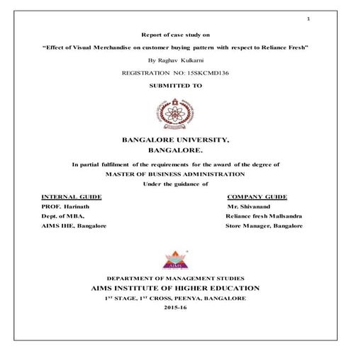 Case study on Visual Merchandising in Reliance Retail- By Raghav ...