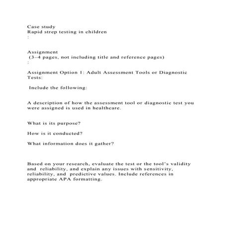 Case study Rapid strep testing in children Assignment.docx