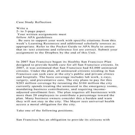 Case Study ReflectionWrite a 2- to 3-page paper. Your wr | DOCX