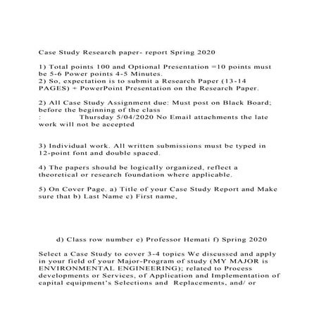 Case Study Research paper- report Spring 20201) Total points.docx ...
