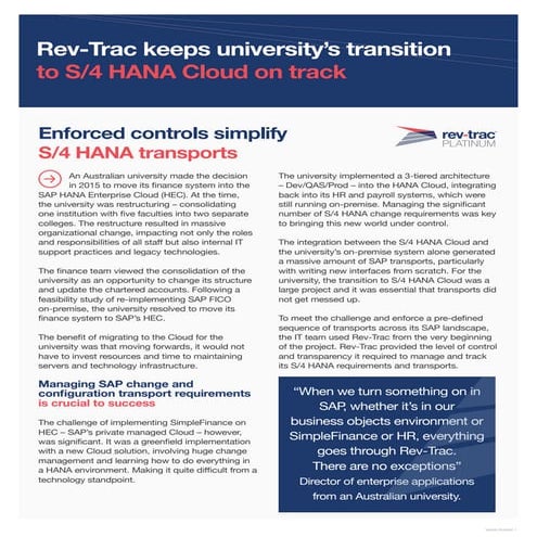 Rev-Trac S/4 HANA Case Study | PDF