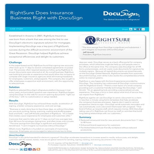 DocuSign Helps RightSure Insurance Go Paperless | PDF