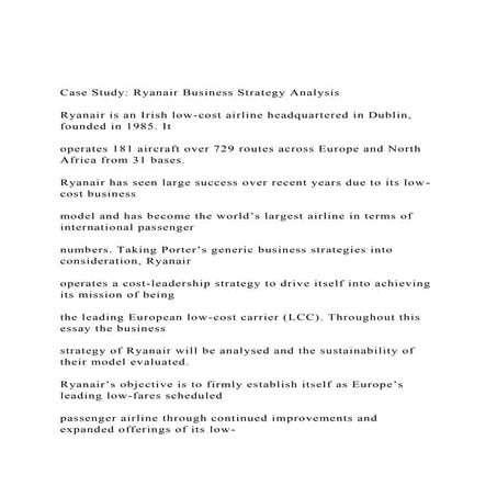 Case Study Ryanair Business Strategy Analysis Ryanair is .docx