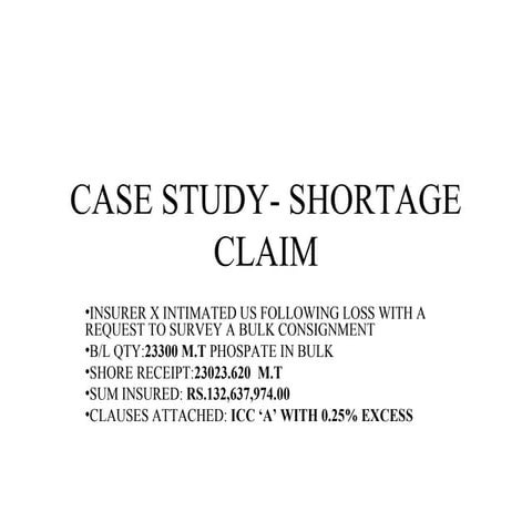 Case study shortage claim | PPT
