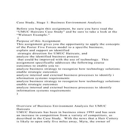 Case Study, Stage 1 Business Environment Analysis Before yo.docx ...
