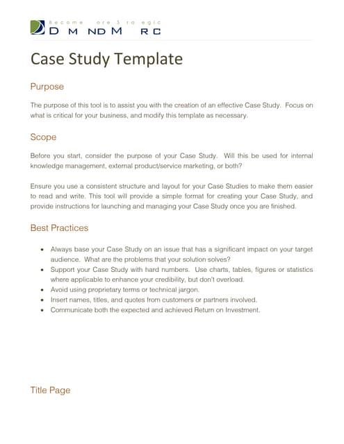 Case study format | DOC