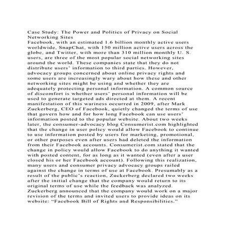 Case Study The Power and Politics of Privacy on Social Networking.docx