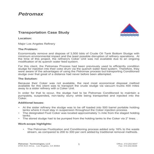 Tank Cleaning Case Study Transportation | PDF
