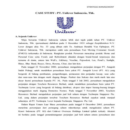 Strategic Unilever | DOCX